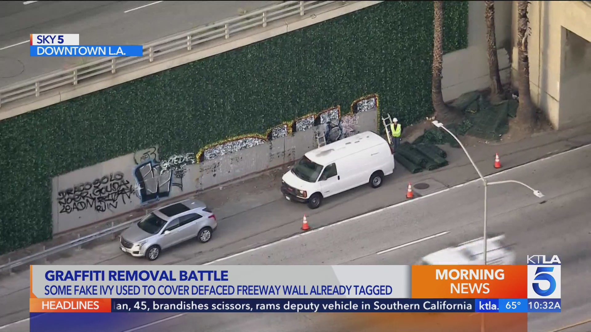 ‘Graffiti-proof’ ivy was installed along a busy Los Angeles freeway. It ...