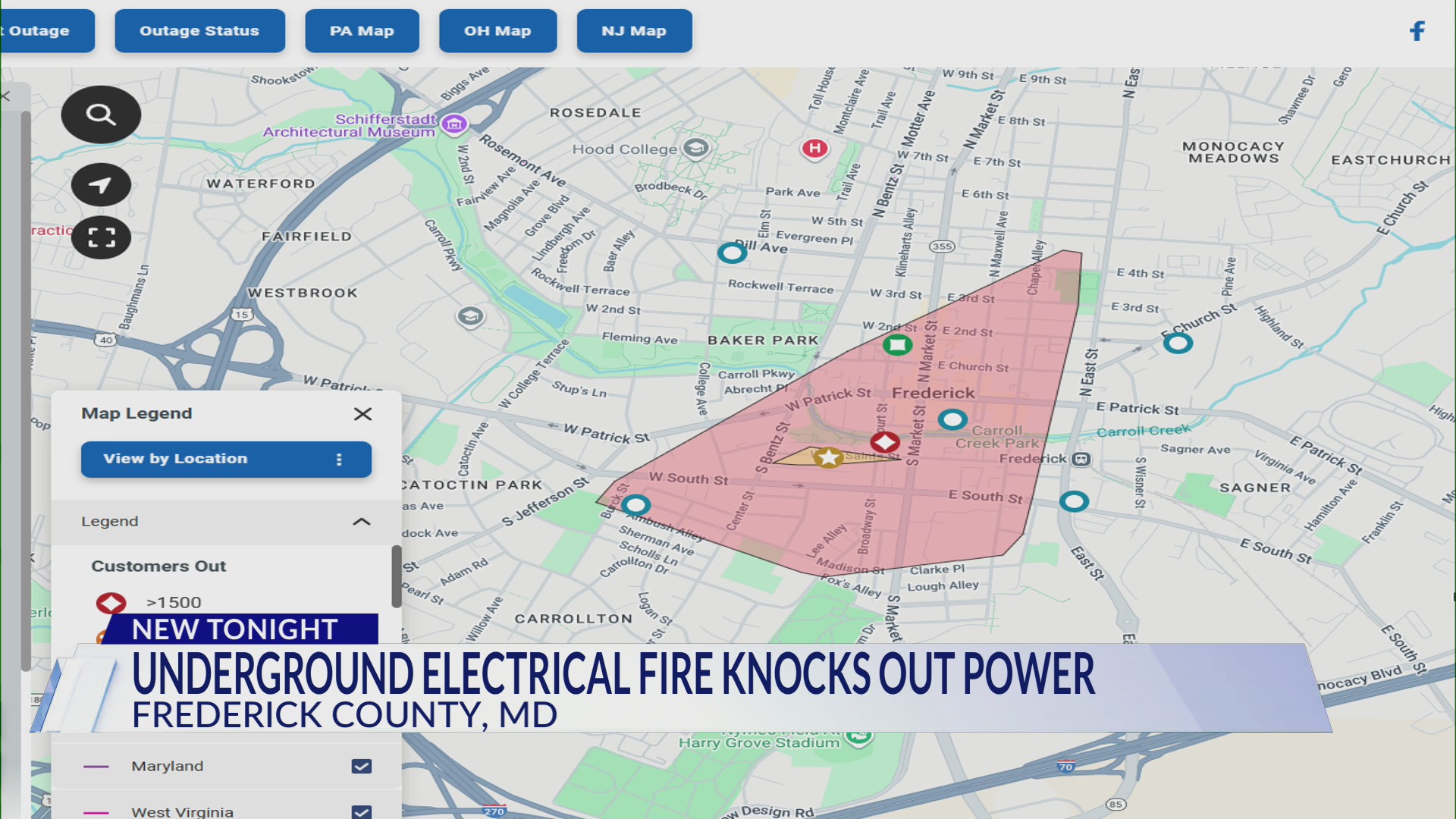 Underground electrical fire in Frederick knocks out power – DC News Now ...