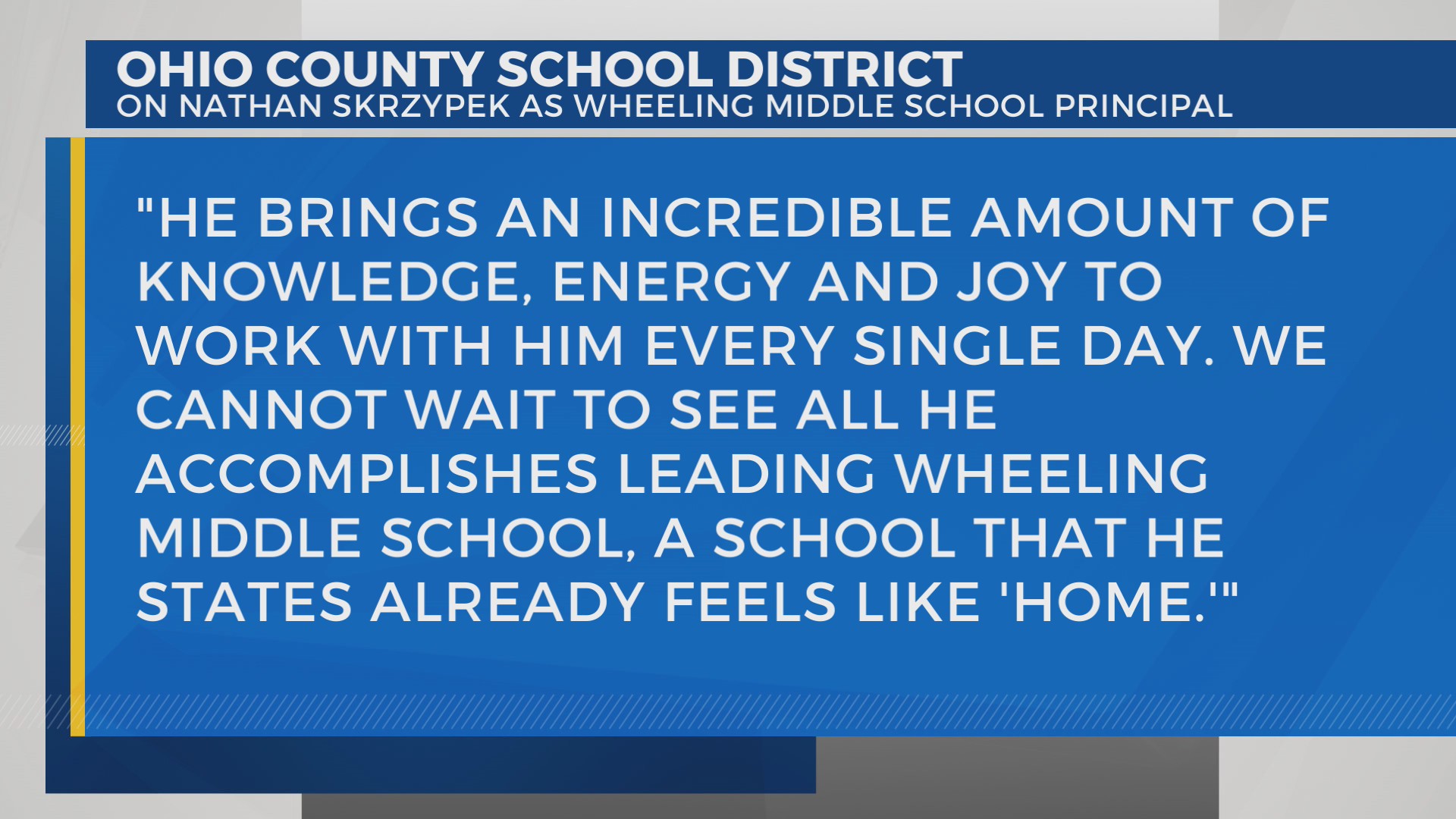 Familiar face named principal of Wheeling Middle School – WTRF