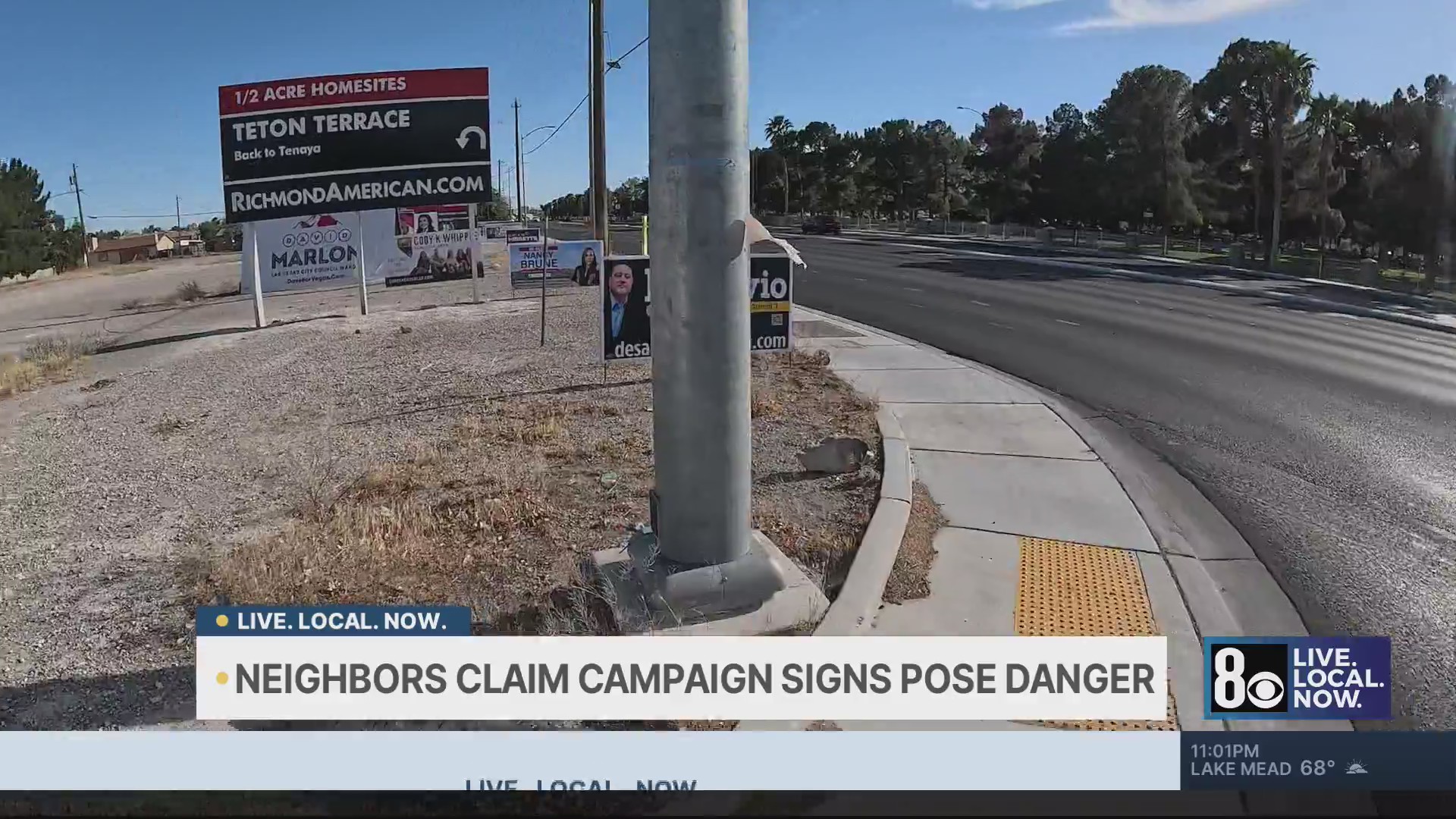 Neighbors claim campaign signs pose danger – KLAS