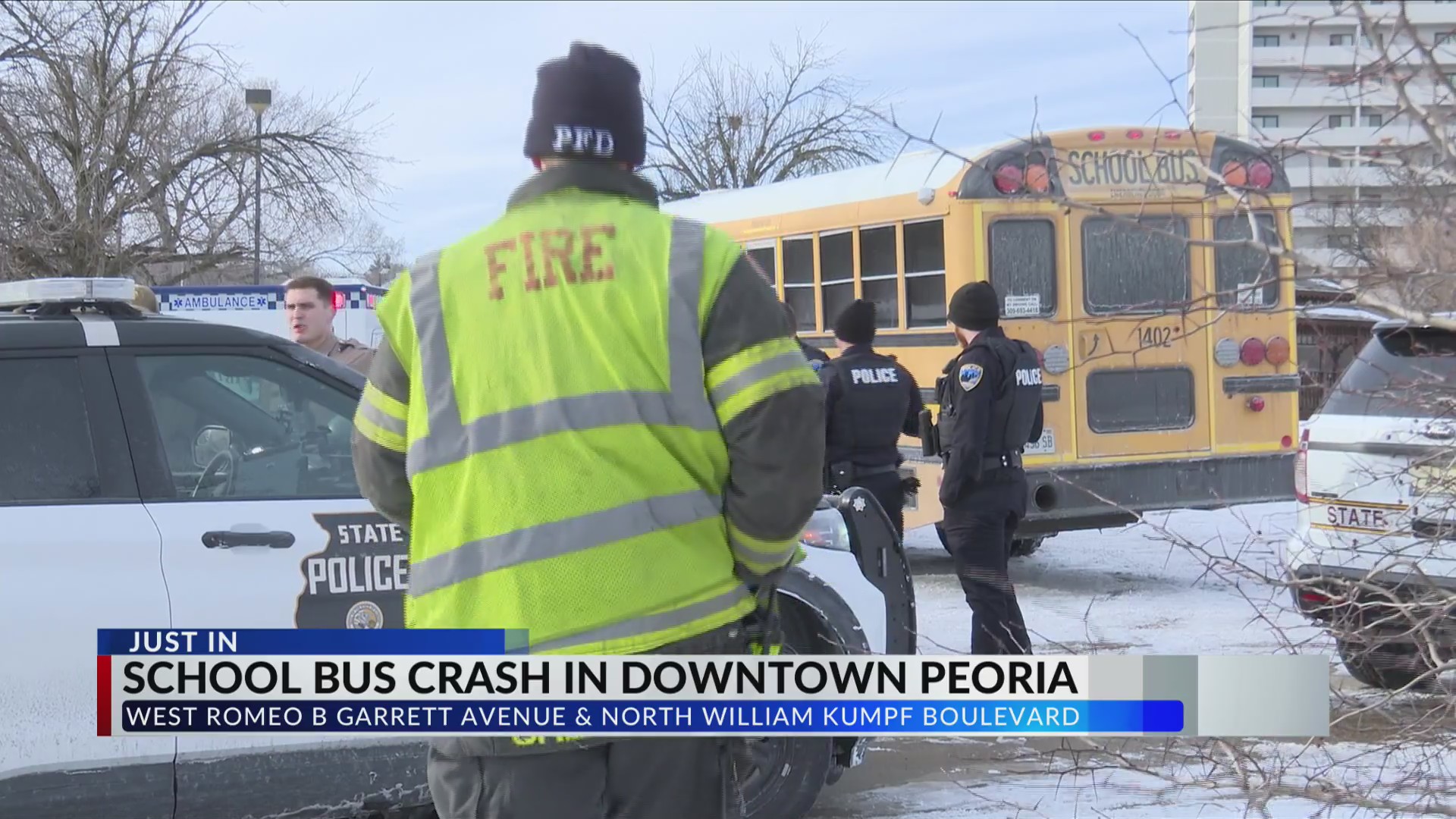 Driver hospitalized after crash with school bus and car in Peoria ...