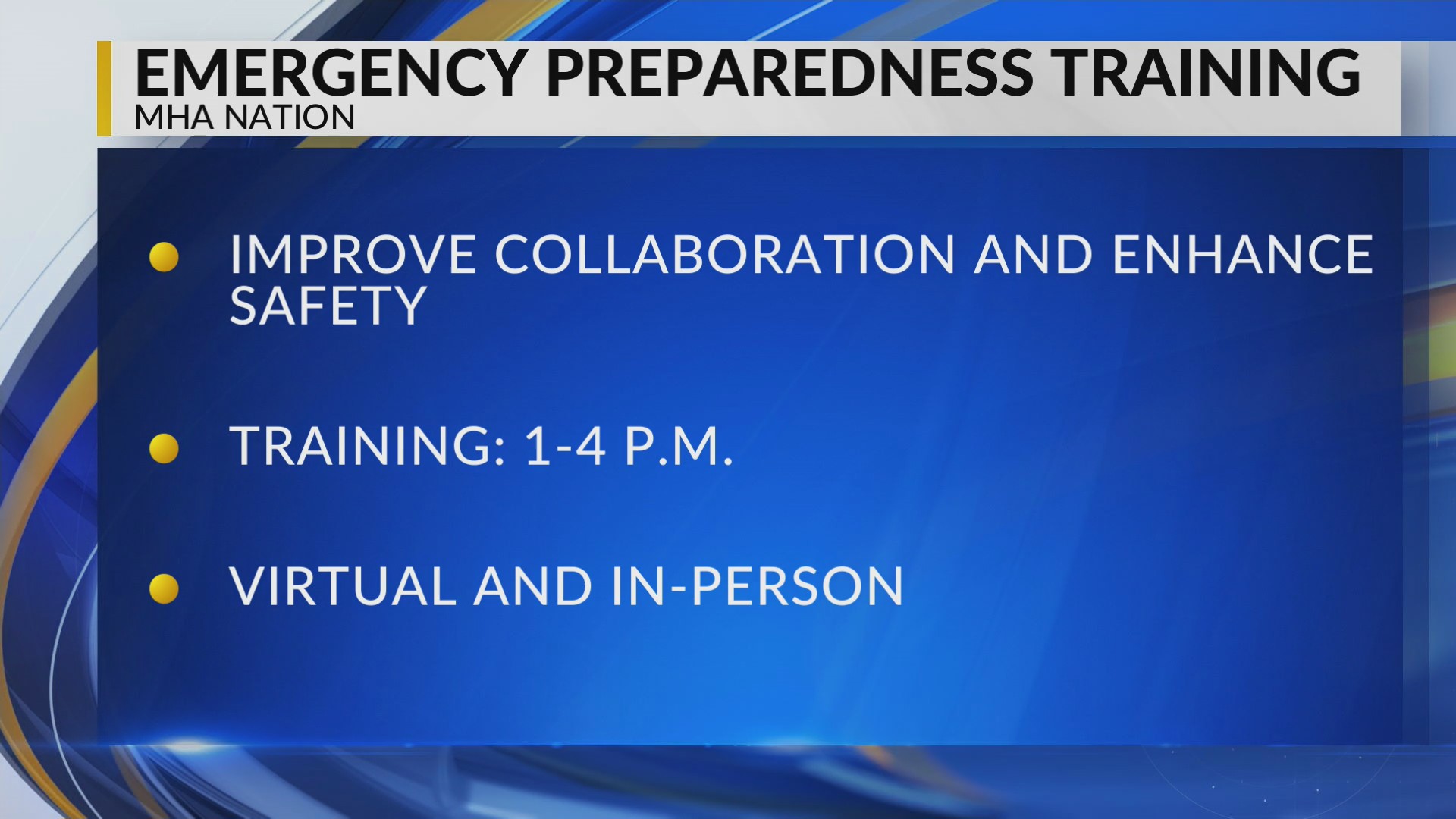 MHA Nation announces emergency preparedness training – KX NEWS