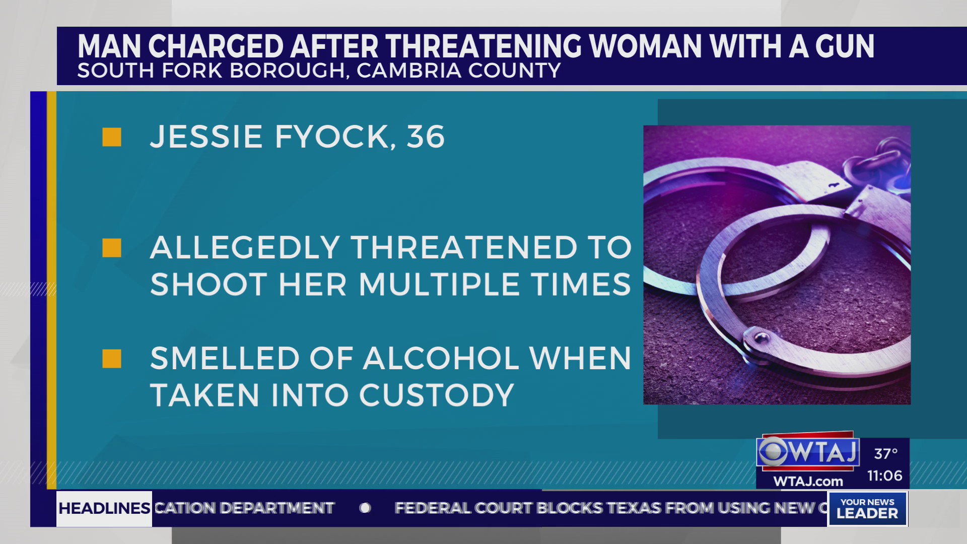 South Fork man charged after threatening woman with pistol: PD – WTAJ ...