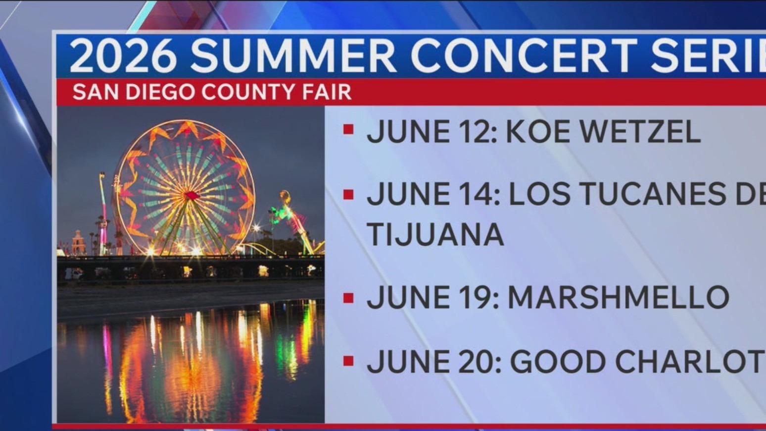 San Diego County Fair announces summer concerts – FOX 5 San Diego ...