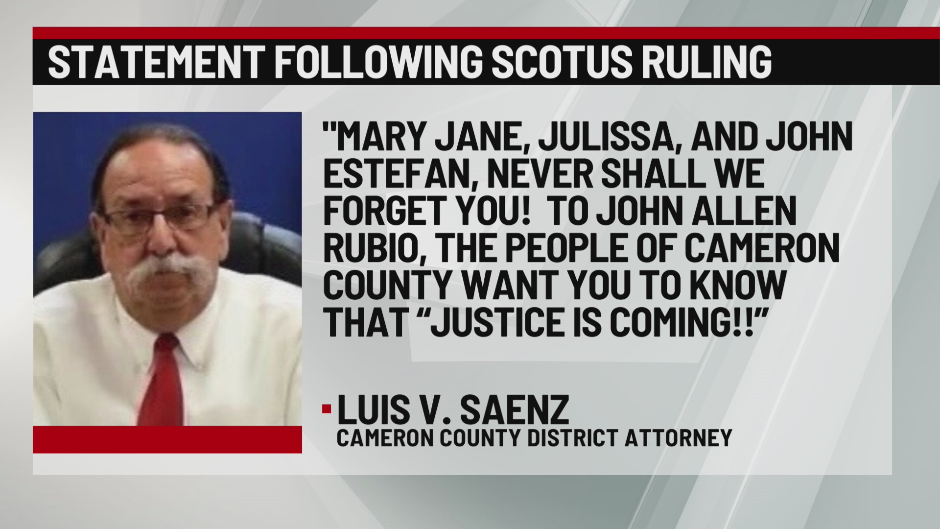 Luis V. Saenz gives statement following SCOTUS ruling on John Allen Rubio – KVEO-TV