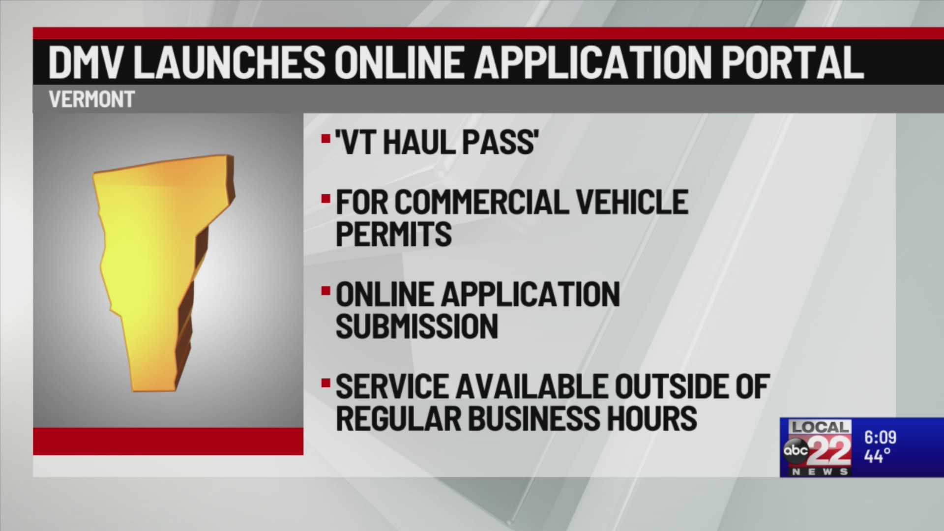 Vermont DMV launches online application portal – ABC22 & FOX44