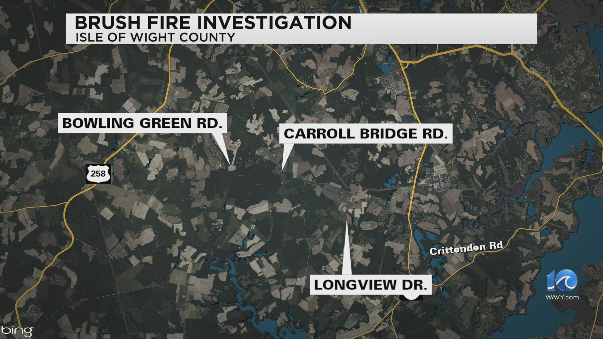 Brush fire investigation underway in Isle of Wight County – WAVY.com