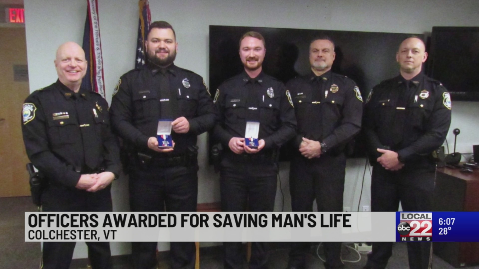 Colchester police officers honored for saving man’s life – ABC22 & FOX44