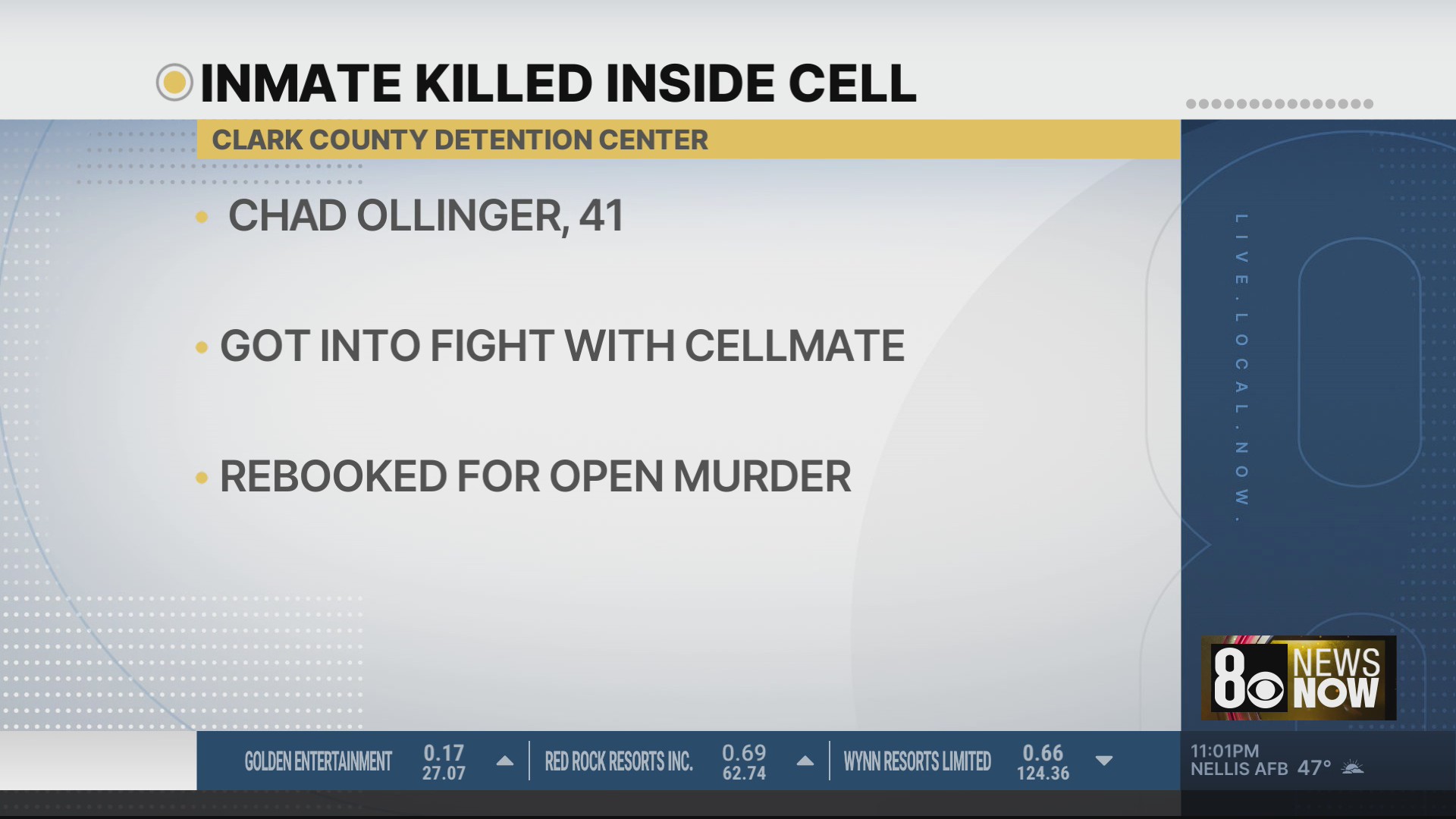 Inmate killed inside cell at Clark County Detention Center – KLAS