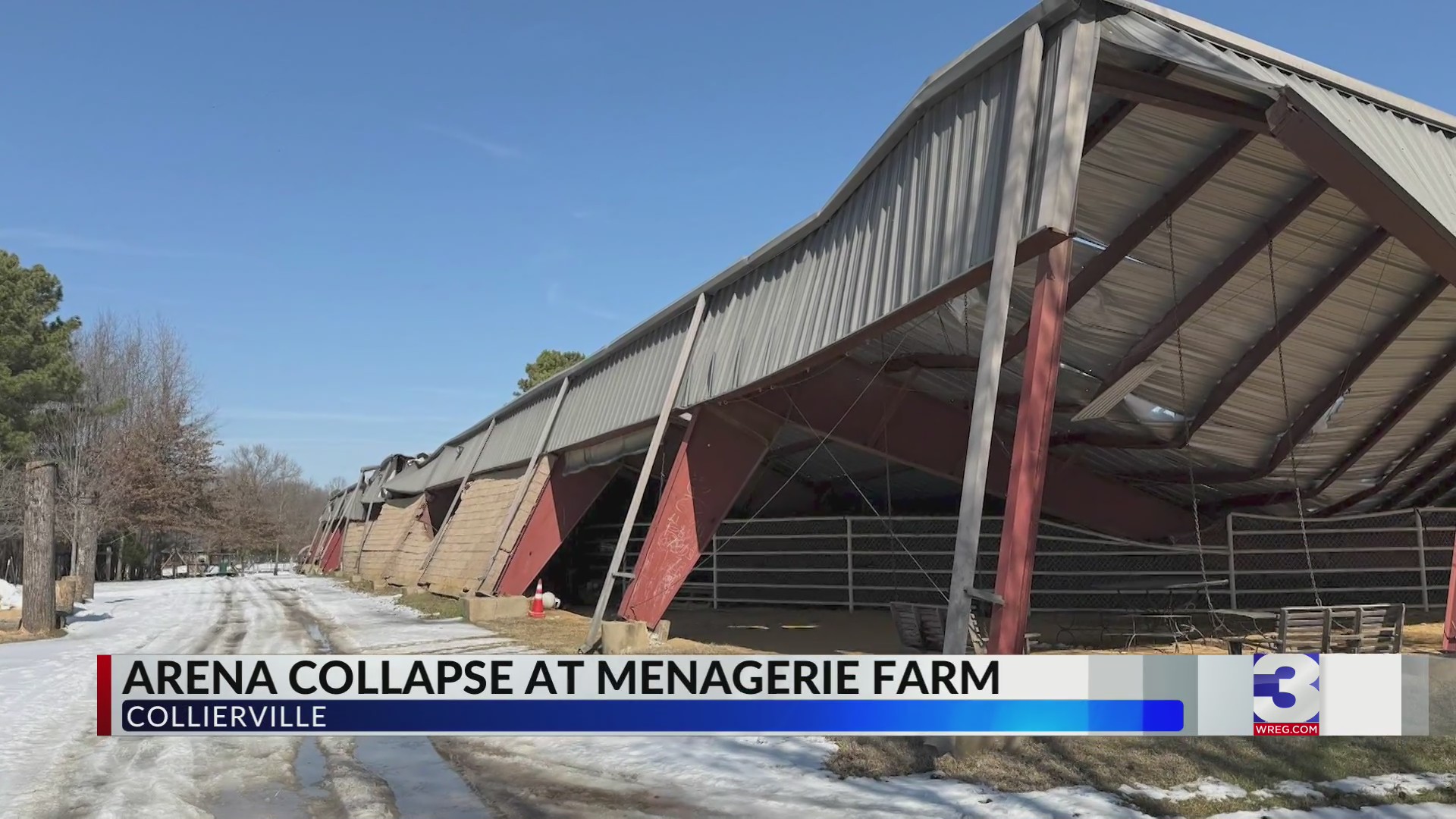 Menagerie Farm arena caves in from heavy snow and ice – WREG.com
