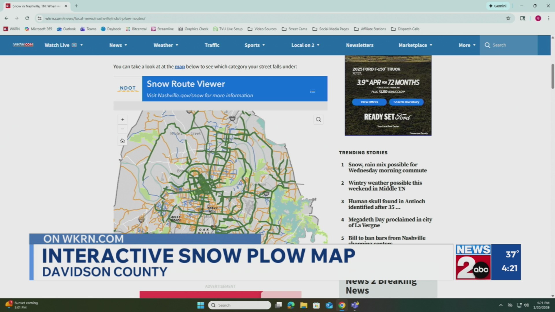 Interactive snow plow map shows NDOT routes – WKRN News 2