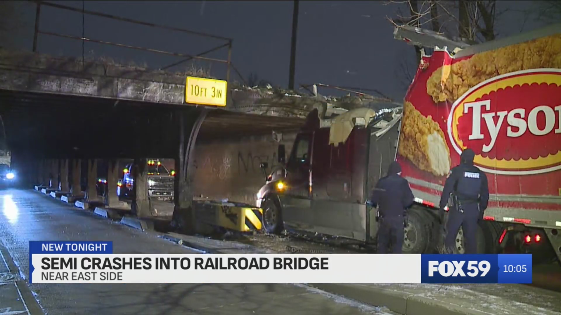 Semi driver damages overpass bridge on near east side of Indianapolis ...