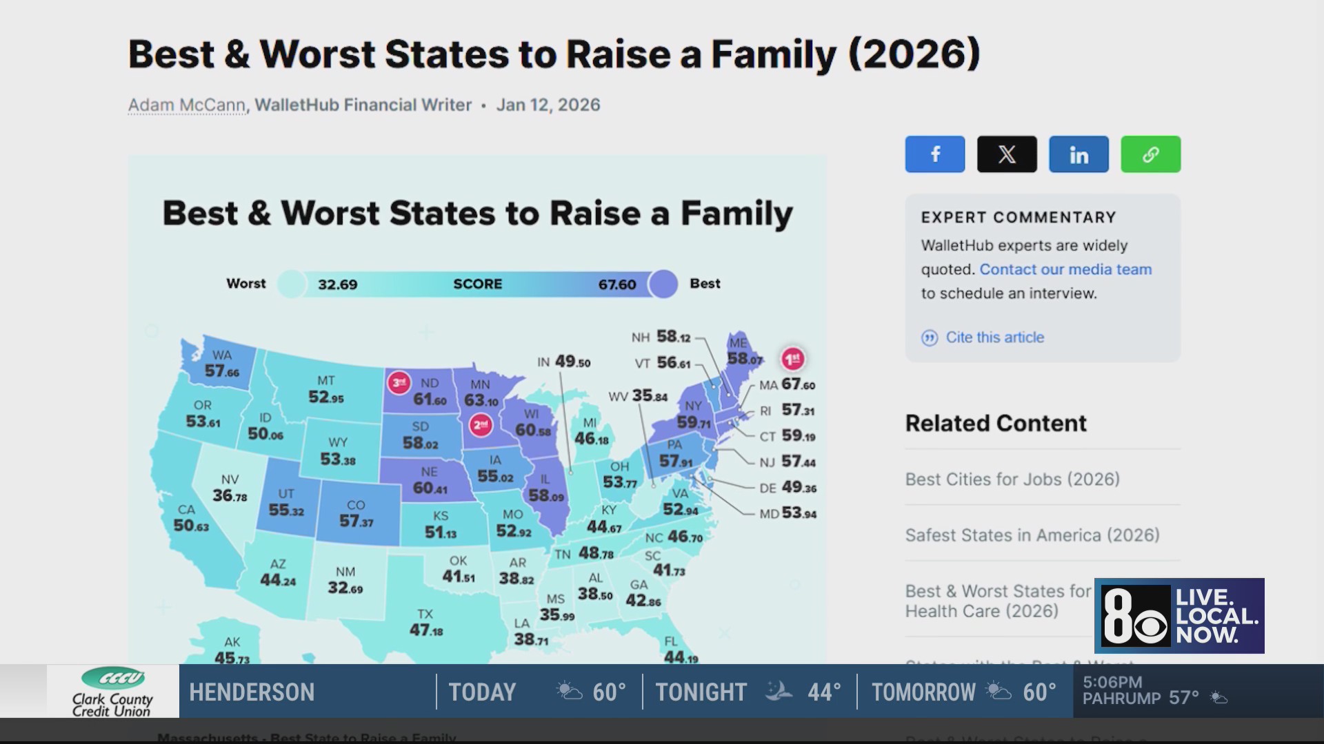 Parents react to Nevada ranking top 5 worst states for families – KLAS
