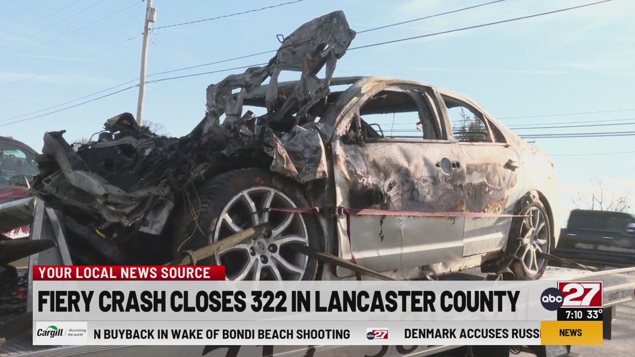 Fiery crash closes Route 322 in Lancaster County – ABC27
