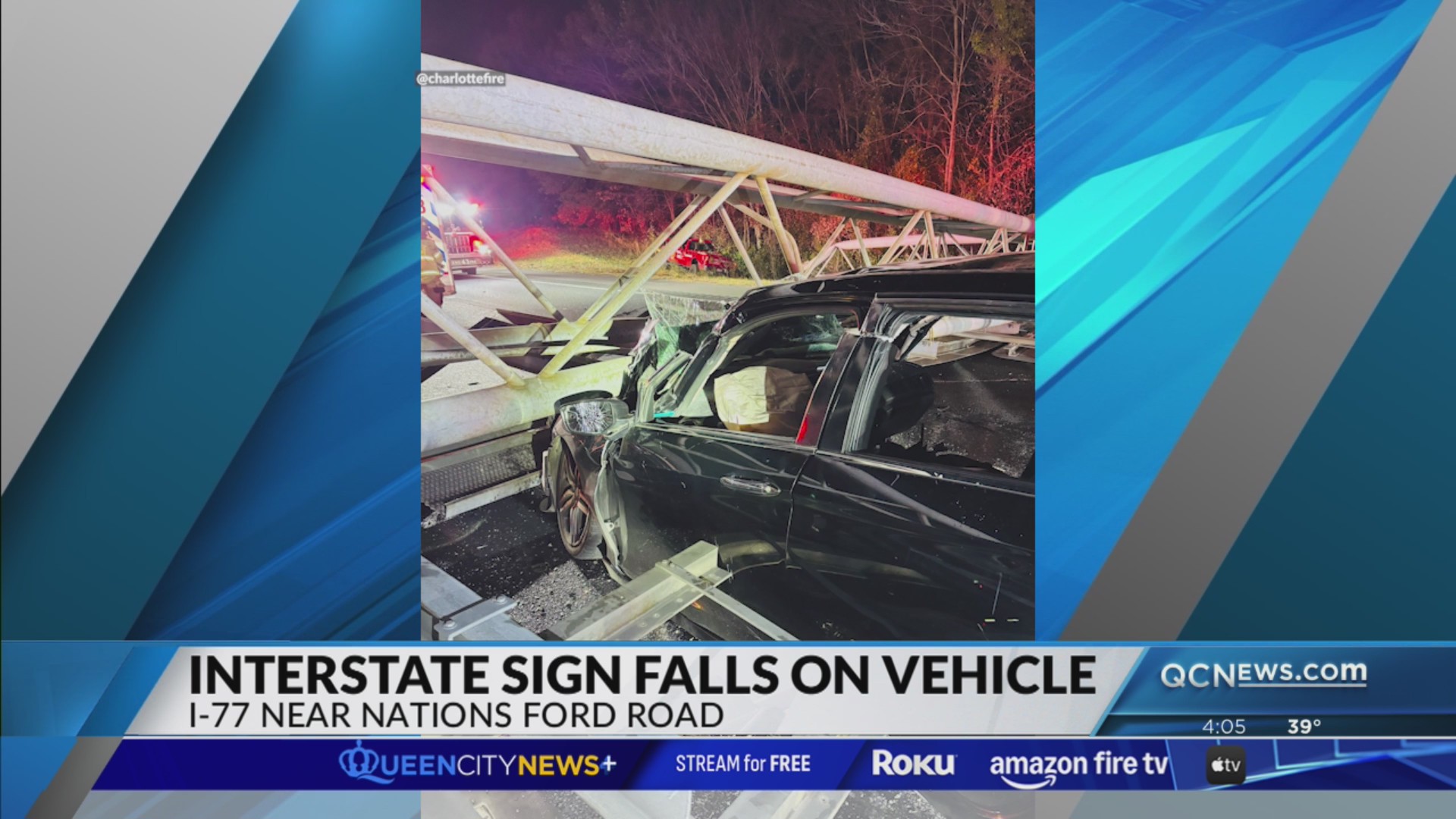 2 hurt after interstate sign collapsed onto car on I-77 – WSPA 7NEWS