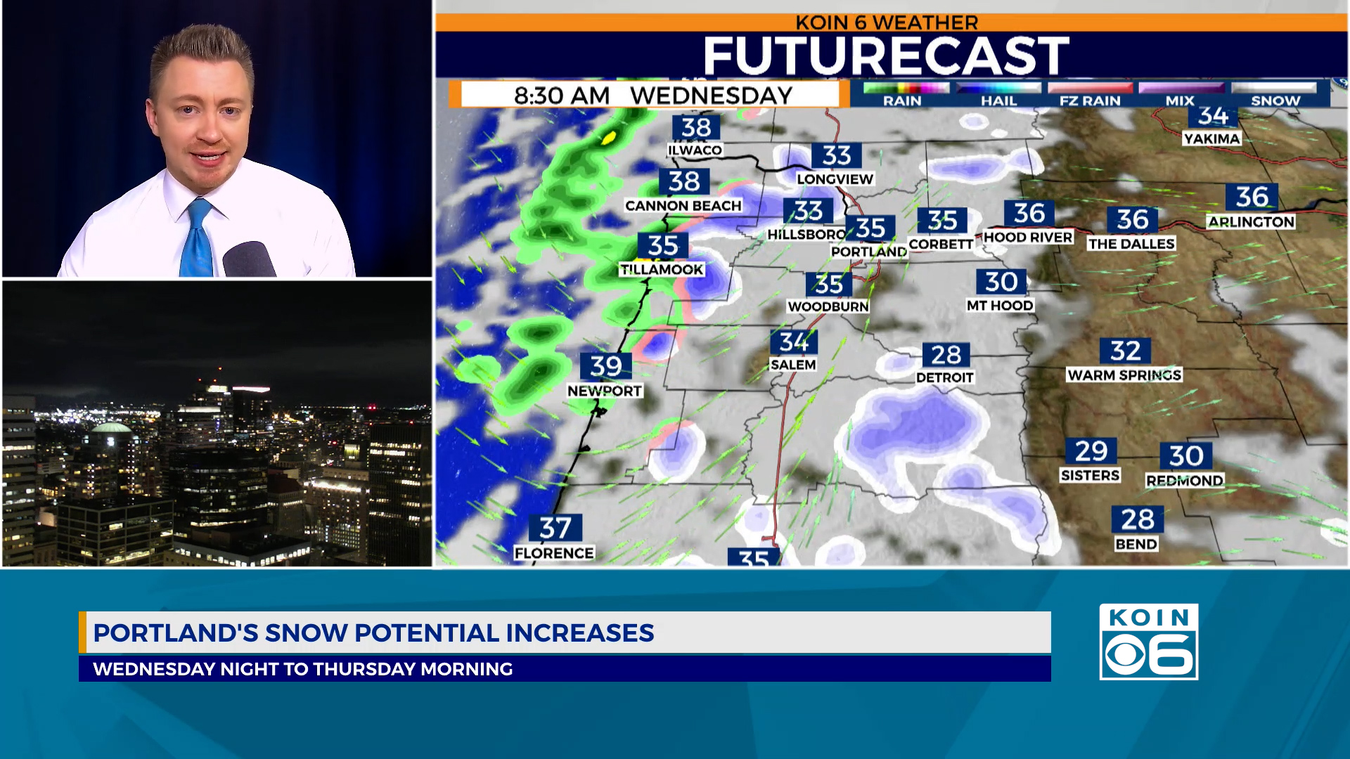 Portland’s snow chances increase Thursday morning – KOIN.com