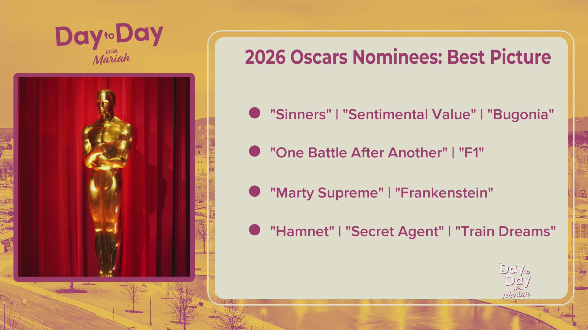 2026 Oscars Nominees Revealed | January 22, 2026 | Day to Day with ...