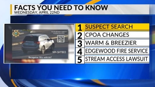 KRQE Newsfeed: Road rage suspect, CPOA changes, Windy weather, Edgewood ...