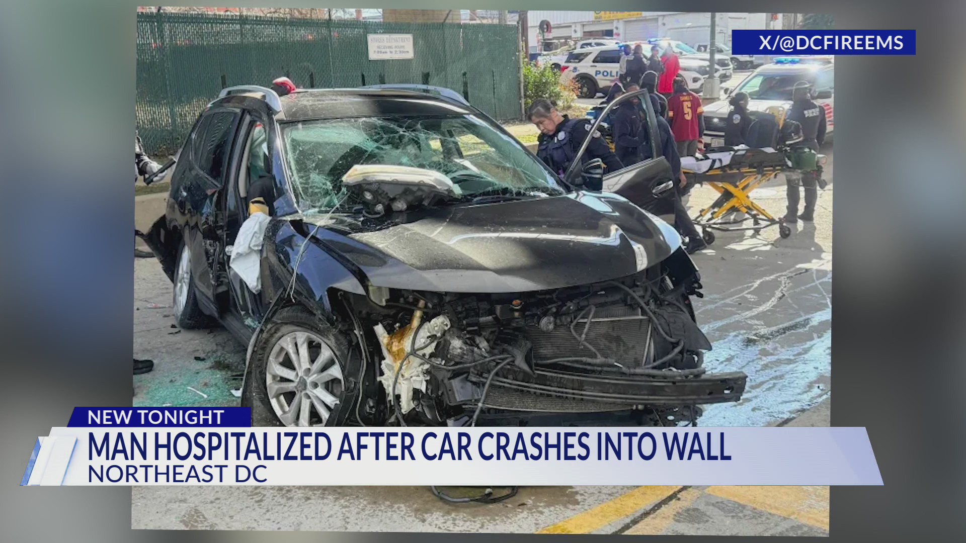 Man hospitalized after vehicle crashes into wall in Northeast DC – DC ...