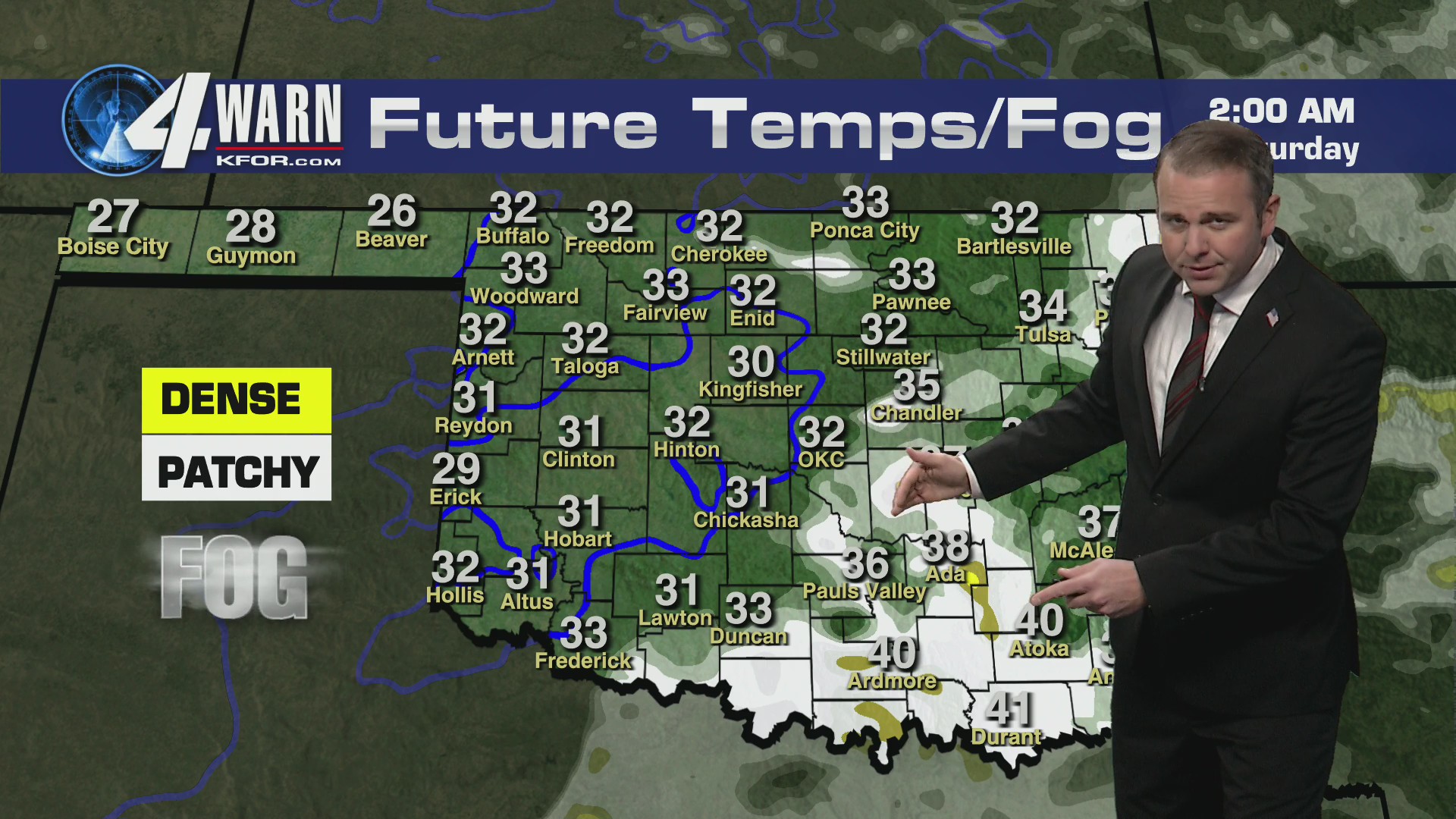 Aaron Brackett tracks dense fog and a few slick spots in Oklahoma ...