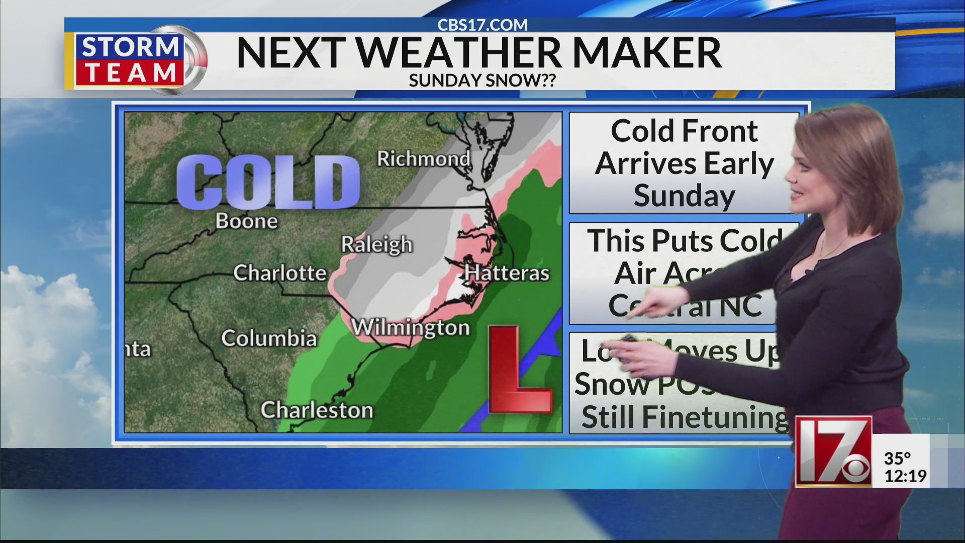 Artic air Thursday, Friday; central NC snow risk Saturday – CBS17.com