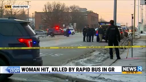 GRPD: Woman in road hit by Rapid bus, killed – WOODTV.com