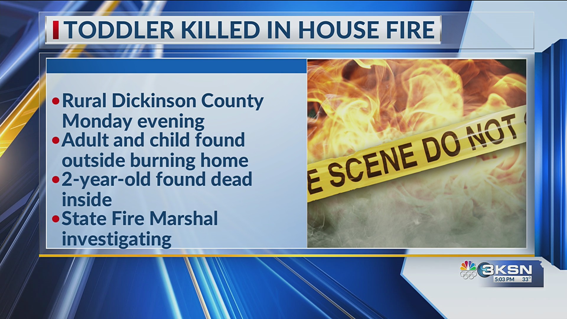 Toddler found dead after rural Kansas house fire; investigation ...