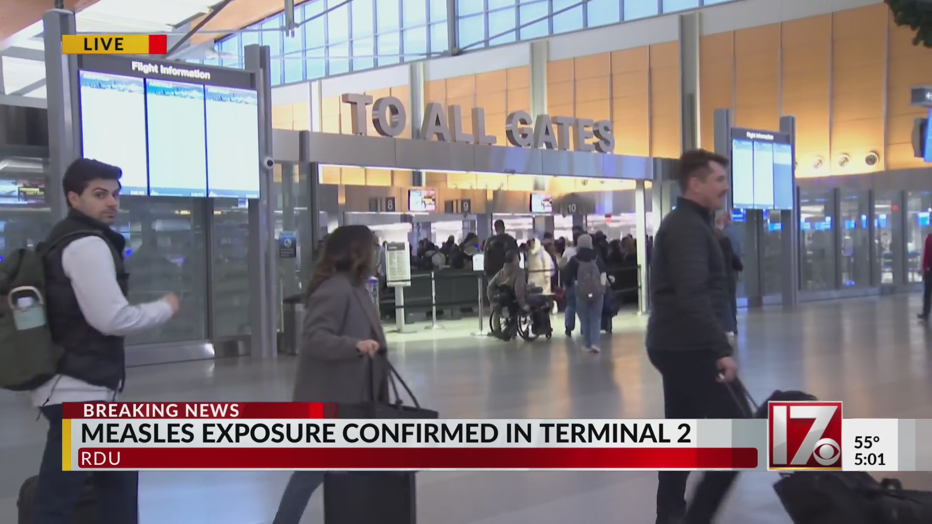 Measles exposure confirmed at RDU’s Terminal 2 – CBS17.com