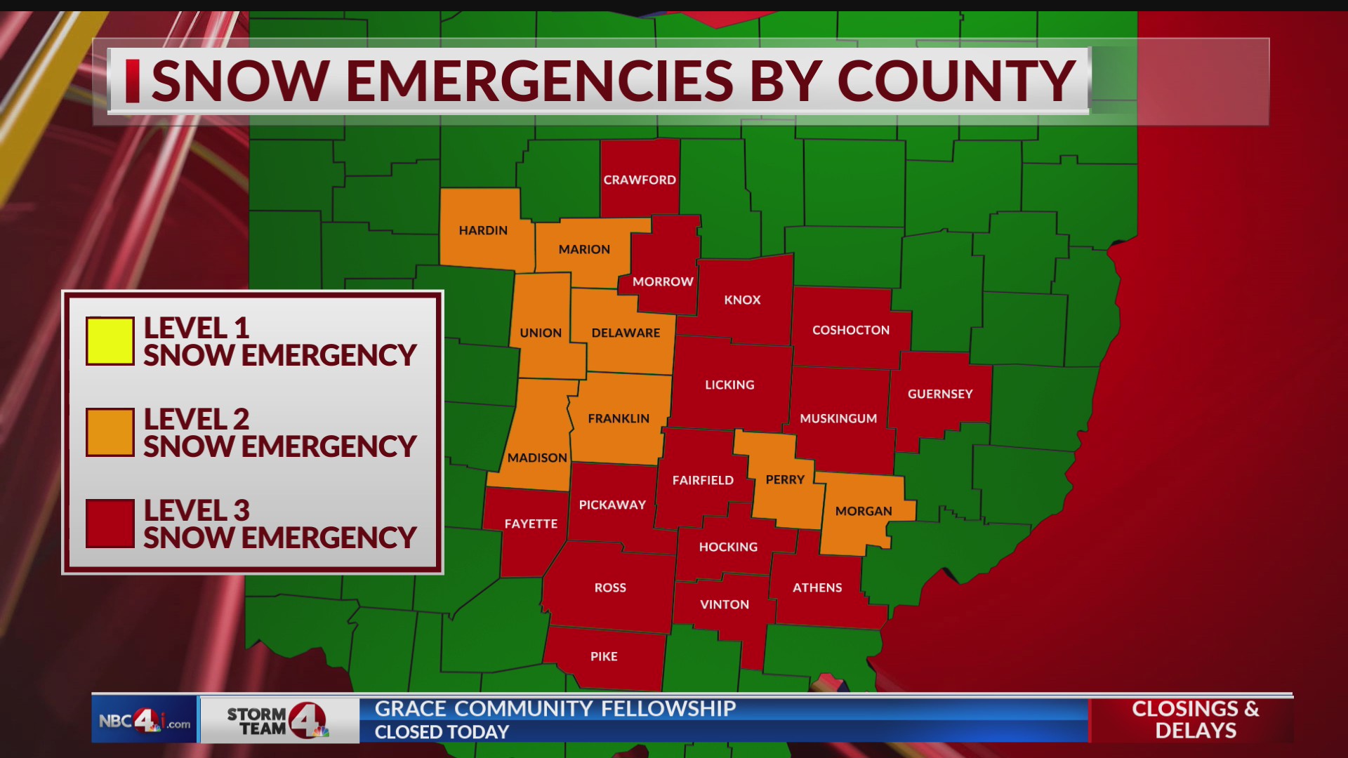Numerous counties under Level 3 snow emergency – NBC4 WCMH-TV