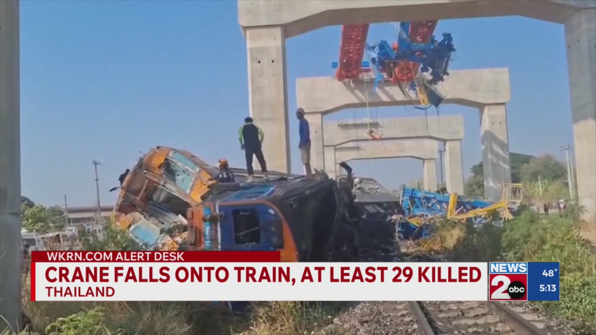 Crane falls onto train, at least 29 killed – WKRN News 2