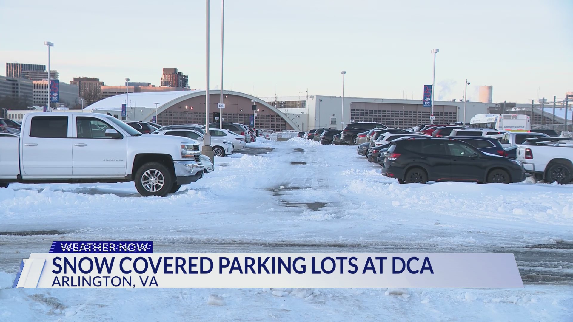 Snow covered parking lots at DCA – DC News Now | DC, Virginia, Maryland ...