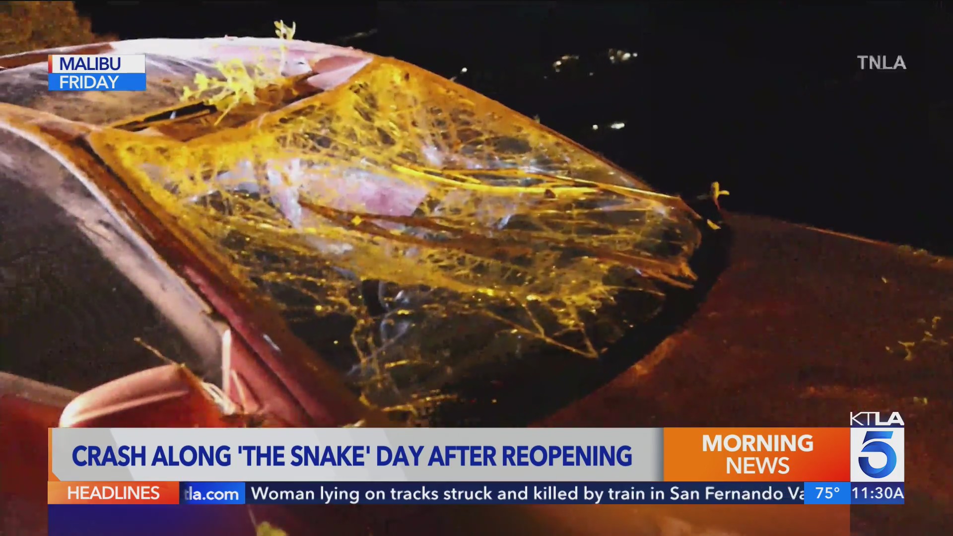 Crash along ‘The Snake’ one day after reopening – KTLA