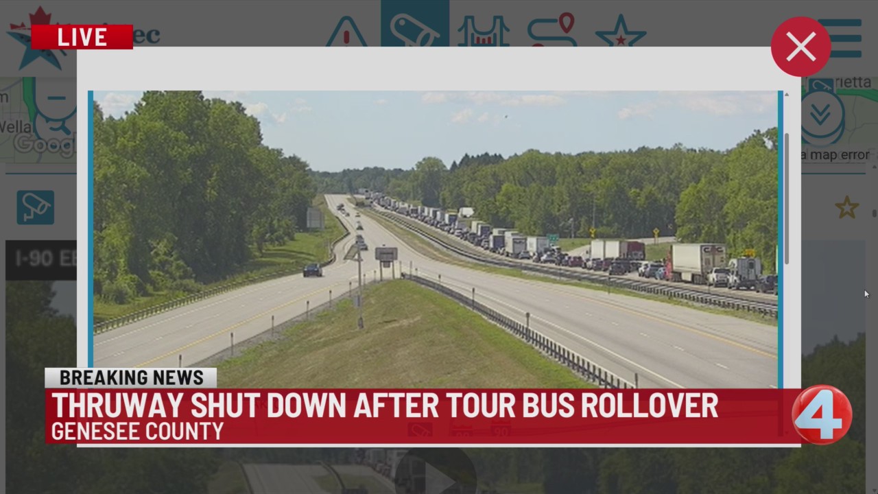 Thruway shut down after tour bus rollover – News 4 Buffalo