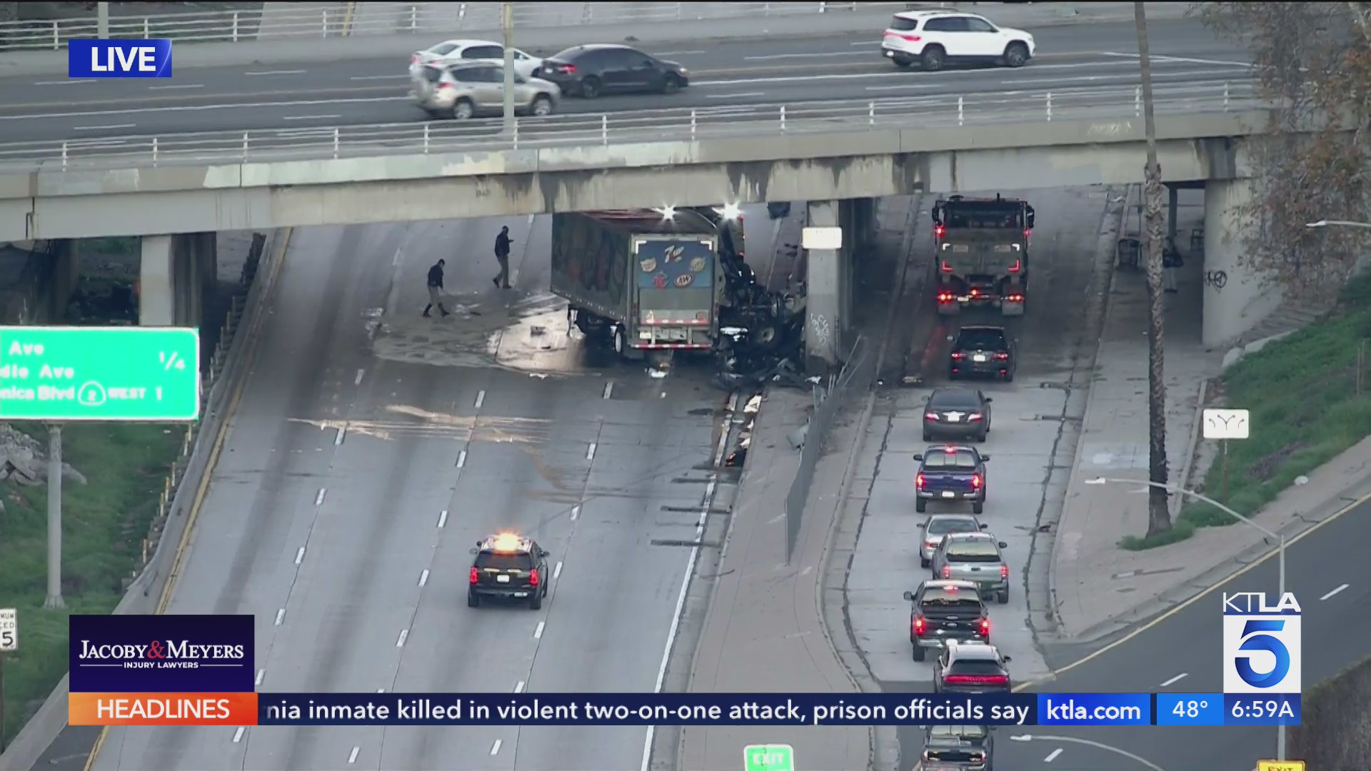 Fiery crash involving big rig shuts down 101 Freeway lanes – KTLA