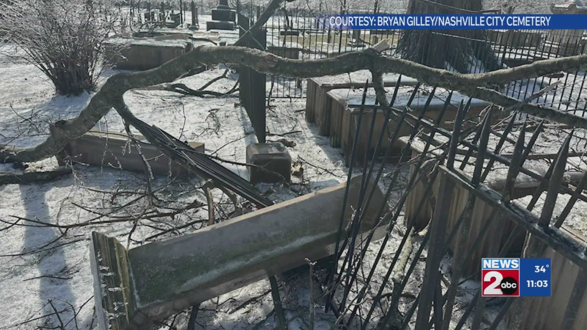 James Robertson gravesite damaged after ice storm – WKRN News 2