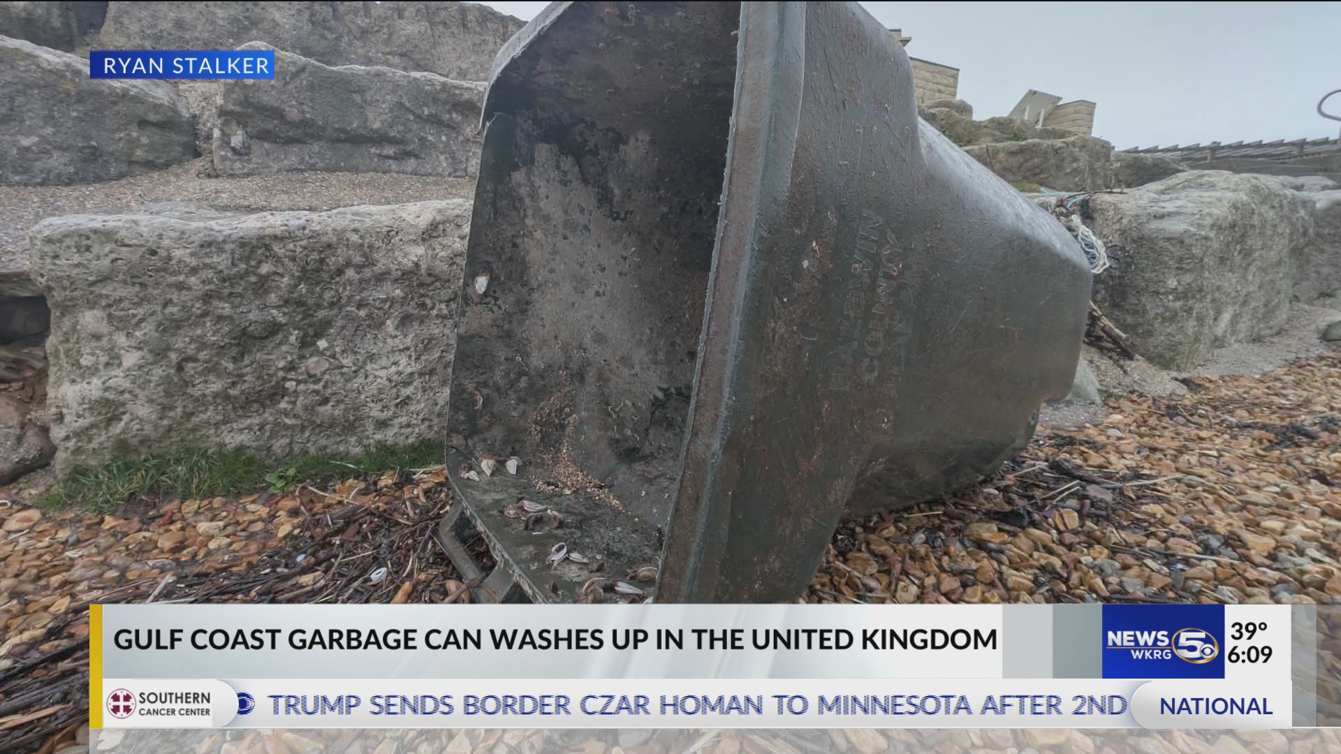 Baldwin County garbage can washes up on England beach – WKRG News 5