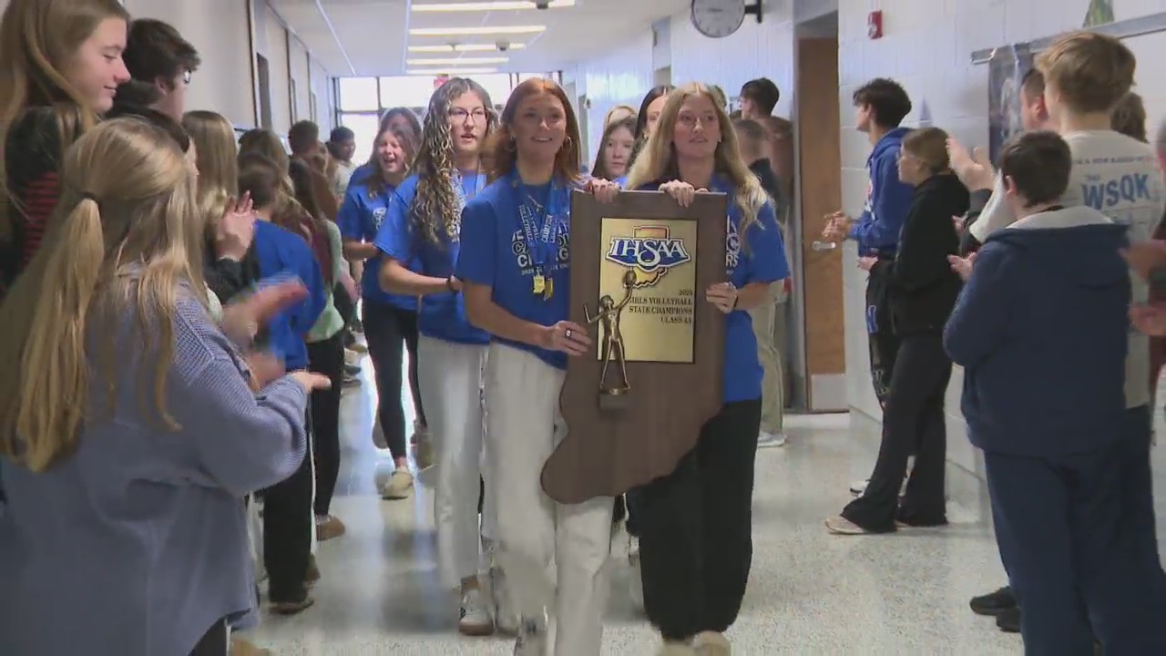 Carroll celebrates volleyball & cheer state titles with Walk Of ...