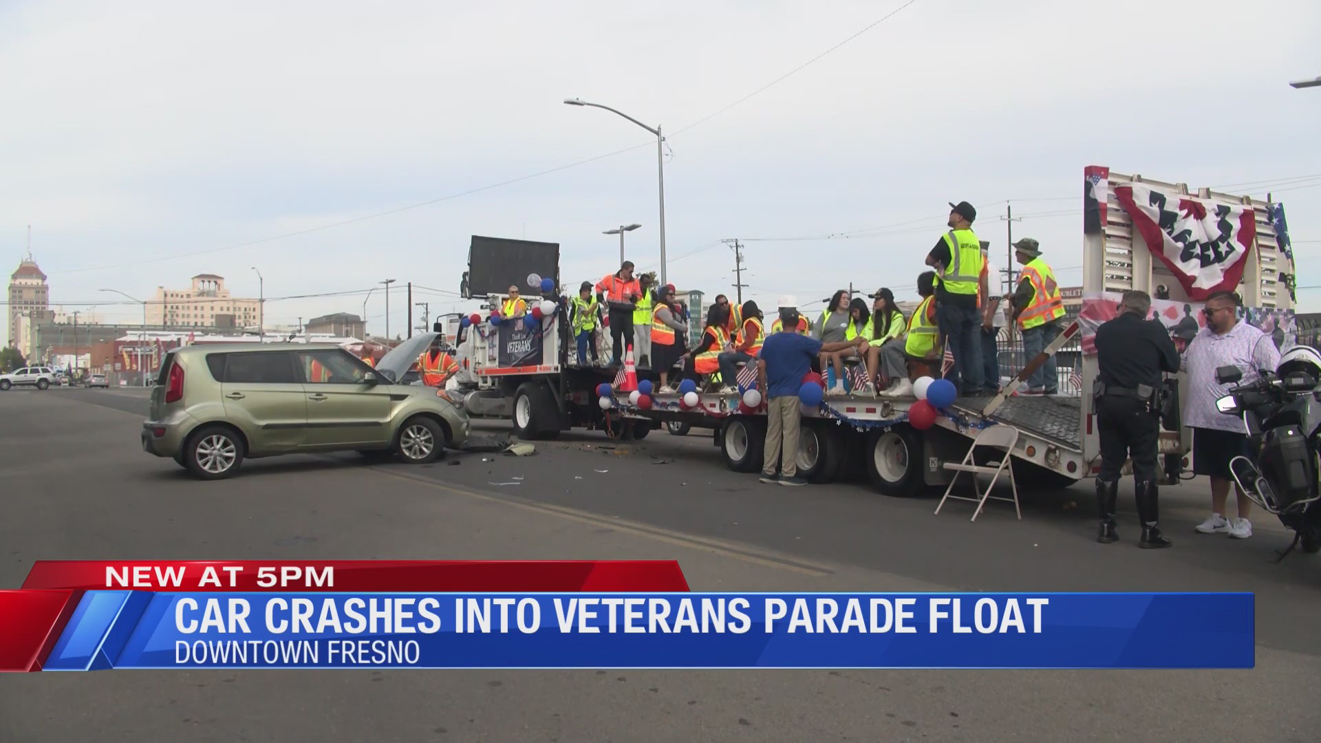 Car crashes into Veterans Parade float in Downtown Fresno – CBS47 and ...