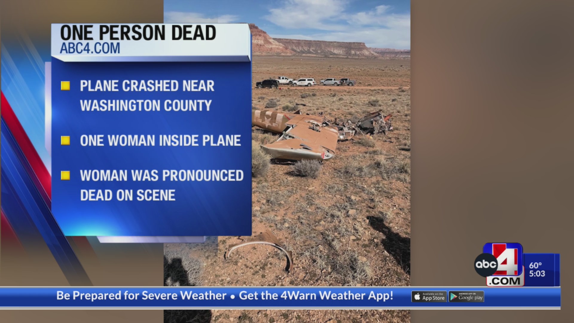 Woman dead after plane crash south of Hurricane – ABC4 Utah