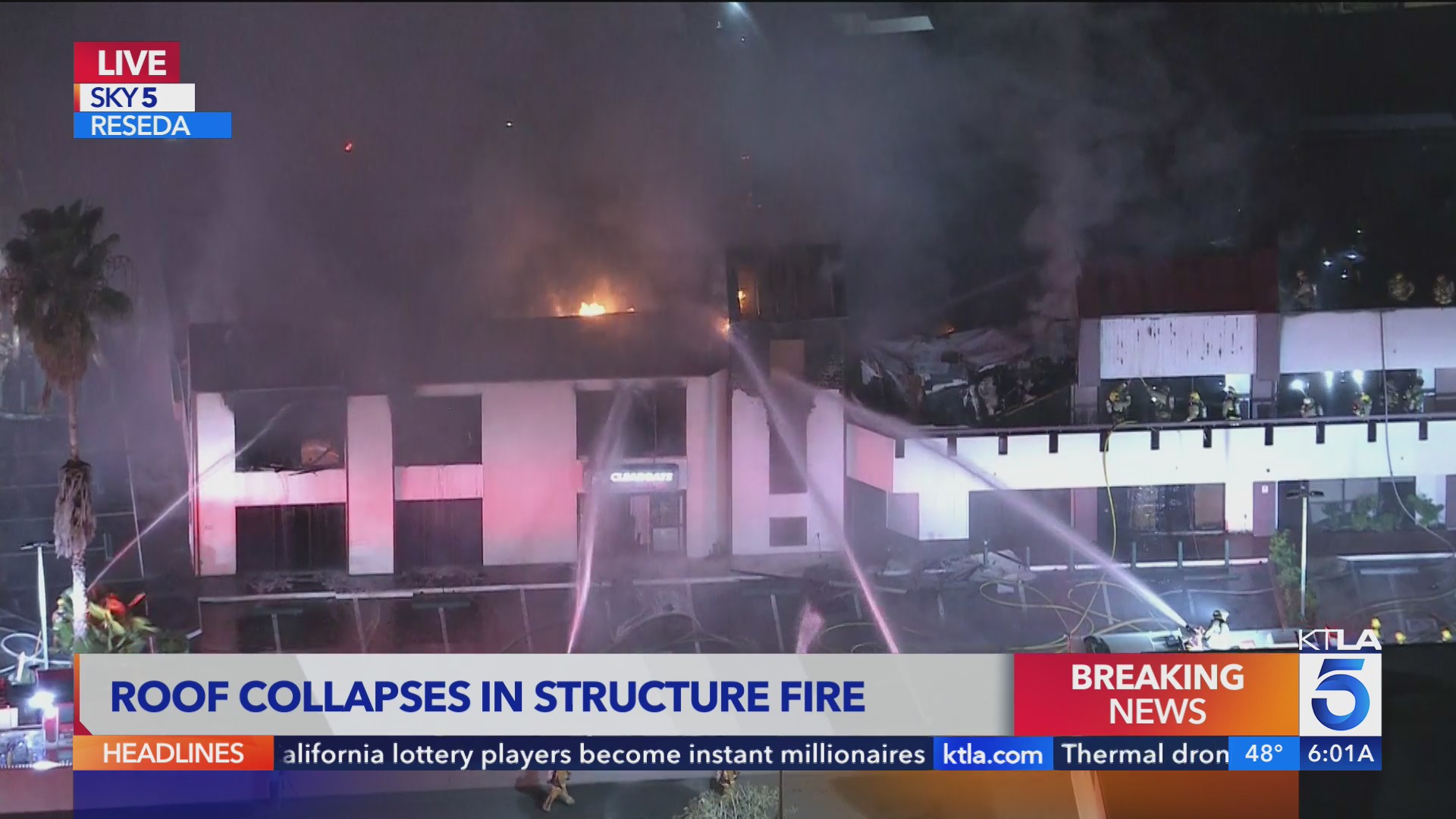 Roof collapses in Winnetka structure fire – KTLA