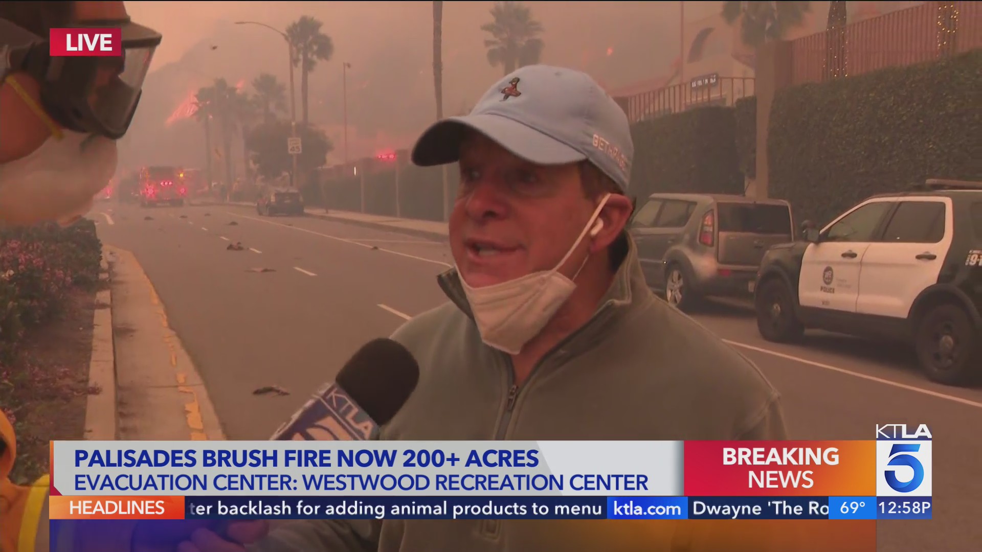 Jan. 7, 2025: Actor Steve Guttenberg helping fire crews by moving cars ...