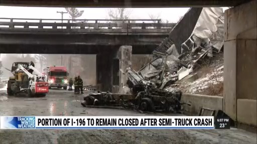 NB I-196 near Saugatuck closed after semi-truck crashes, burns – WOODTV.com