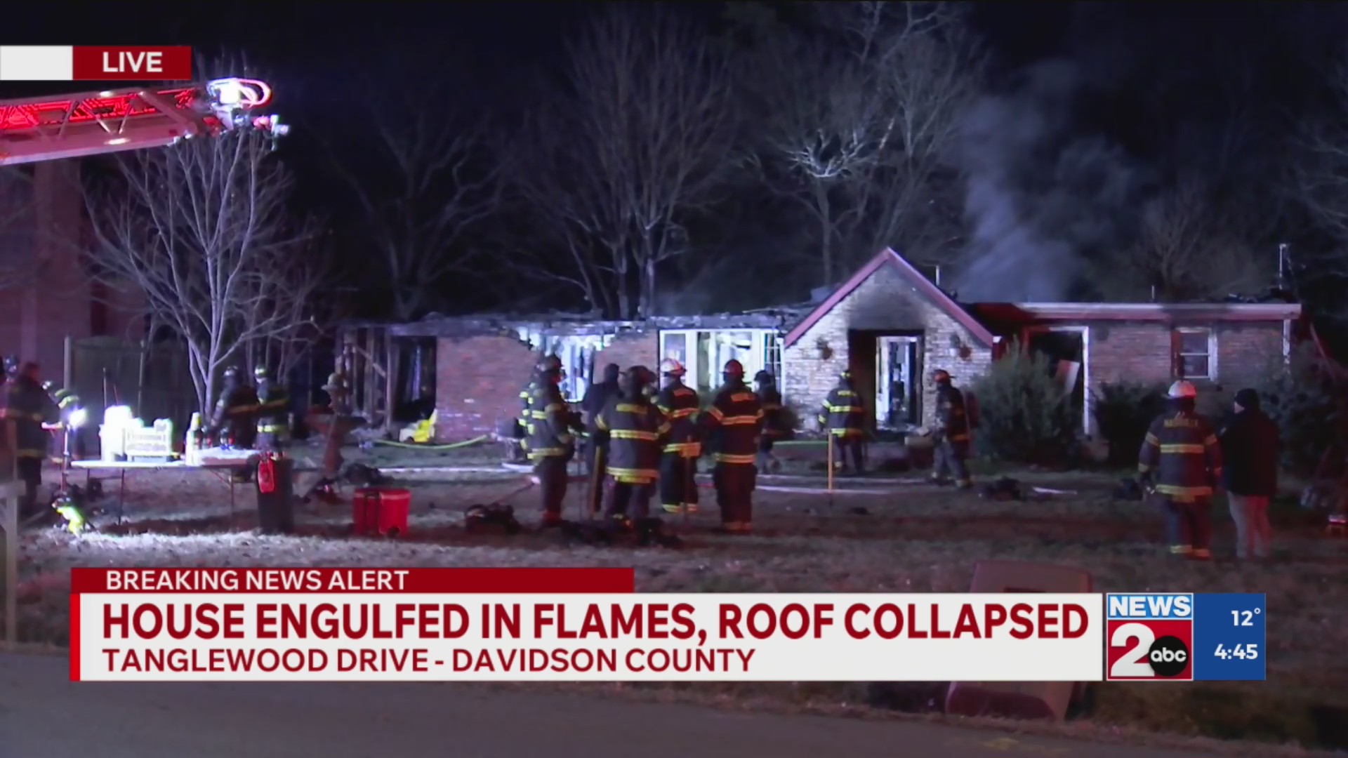 Roof collapses during house fire on Tanglewood Drive – WKRN News 2