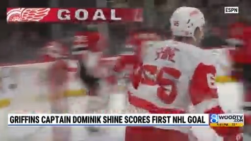 Griffins captain Dominik Shine scores first NHL goal at 32 – KTSM 9 News