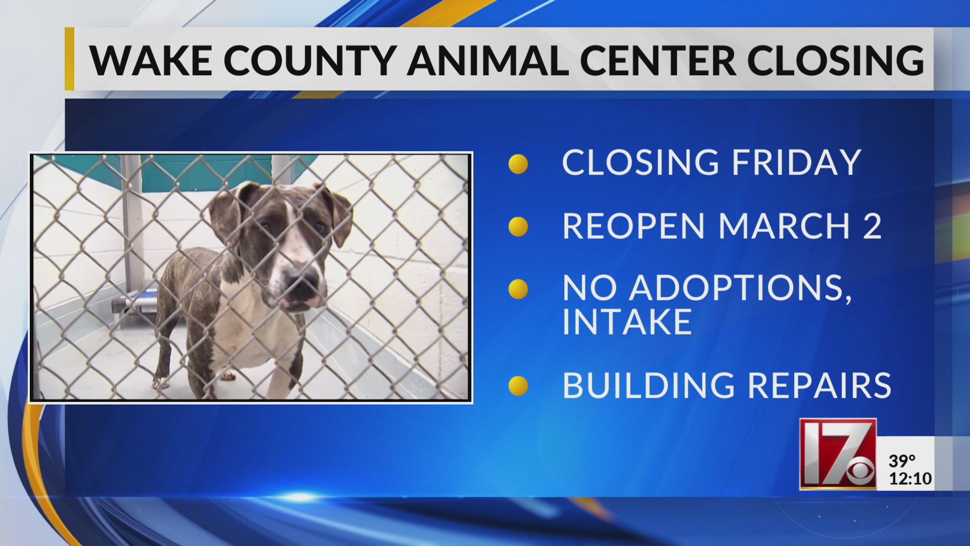 Wake County Animal Center temporarily closing – CBS17.com