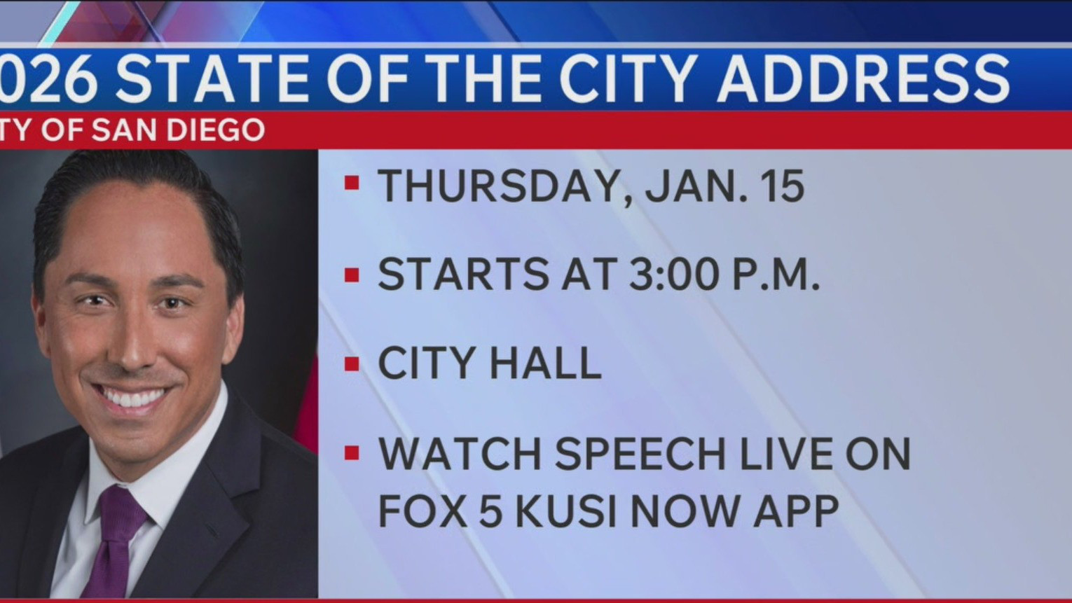 Upcoming State of the City Address – FOX 5 San Diego & KUSI News