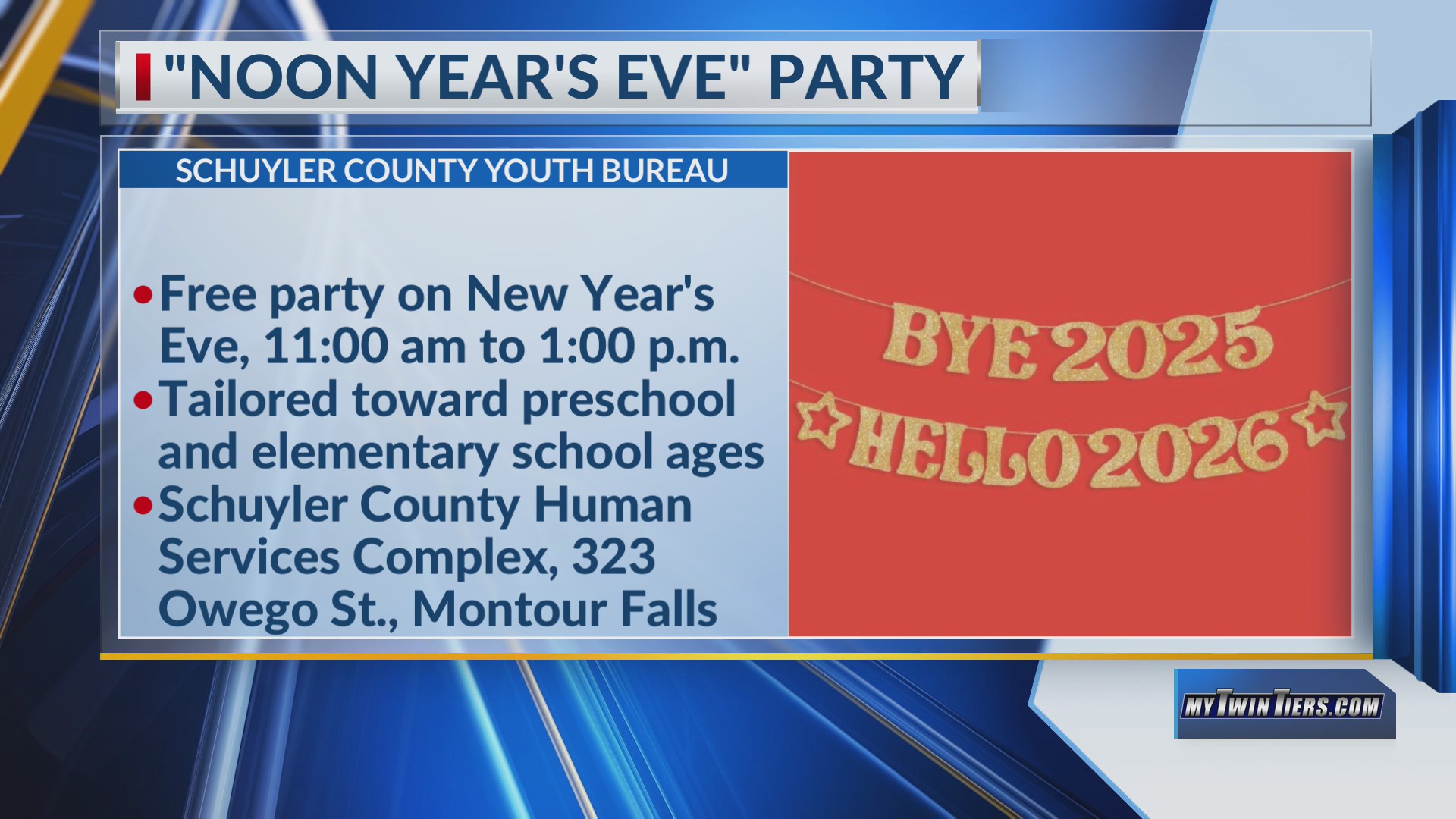 ‘Noon Year’s Eve’ party to take place in Montour Falls – WETM ...