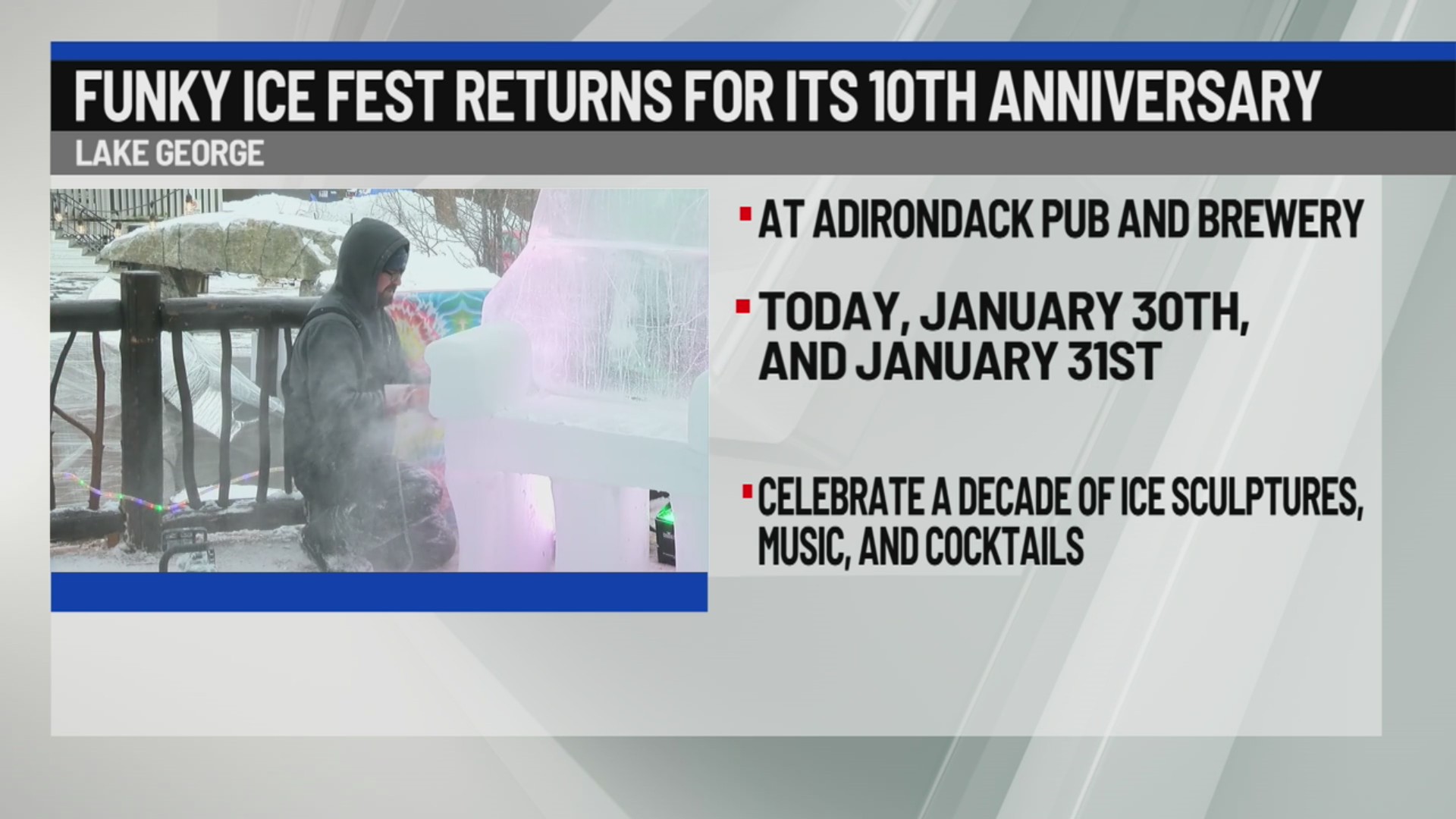 Funky Ice Fest returns to Lake George for 10th year – NEWS10 ABC