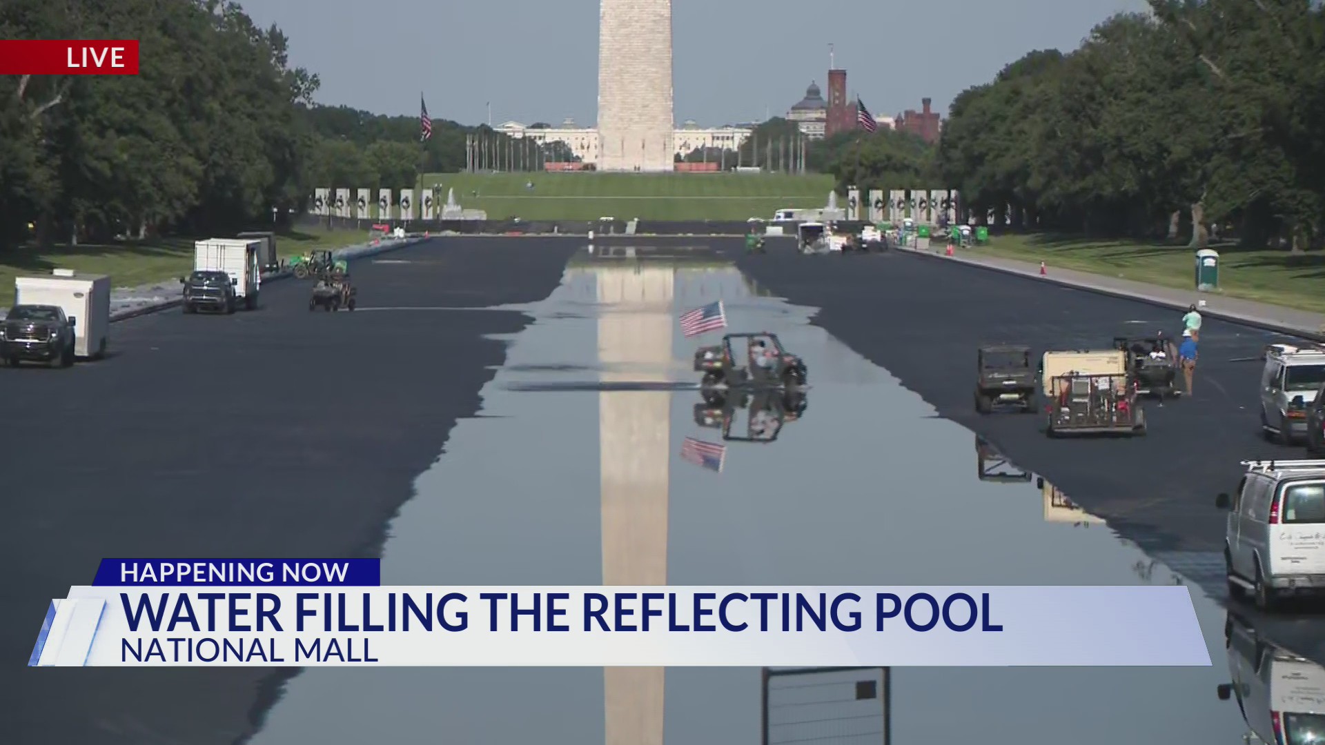 Lincoln Memorial Reflecting Pool fills with water after work ...