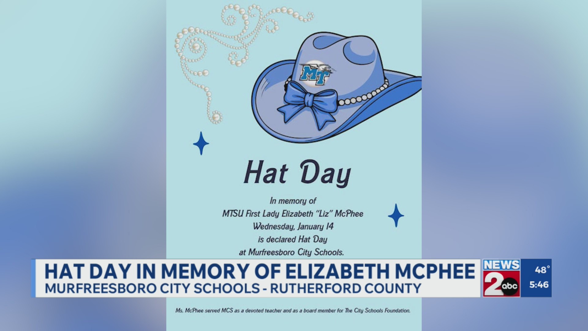 Hat day in memory of Elizabeth McPhee – WKRN News 2